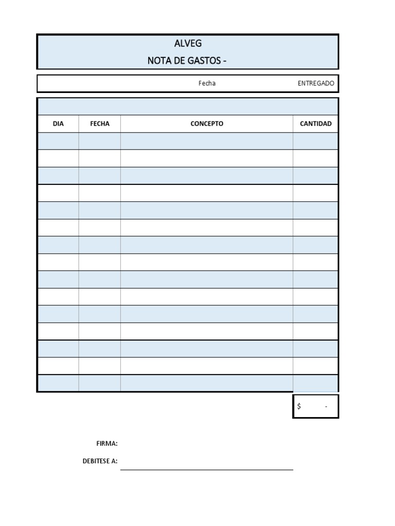 Nota para Gastos | PDF