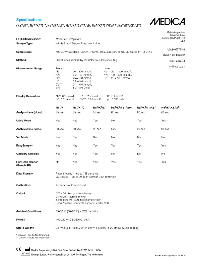 Easylyte Specs Pdf