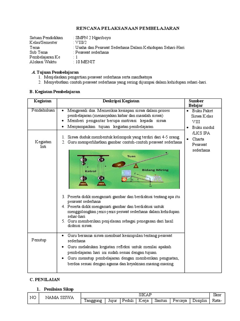 RPP Pesawat Sederhana | PDF
