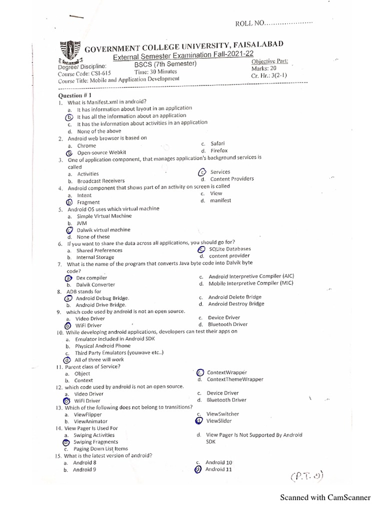 Csi-615 Mobile and Application Development | PDF