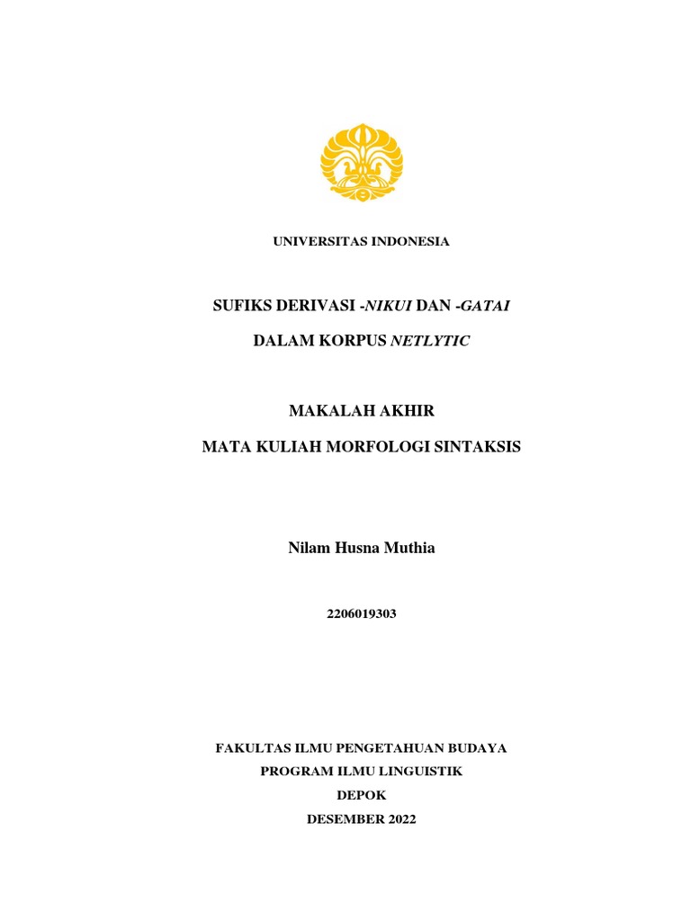 Analisis Sufiks -nikui dan -gatai | PDF