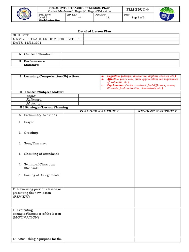 Planning an Effective Lesson on Classroom Standards | PDF | Lesson Plan ...
