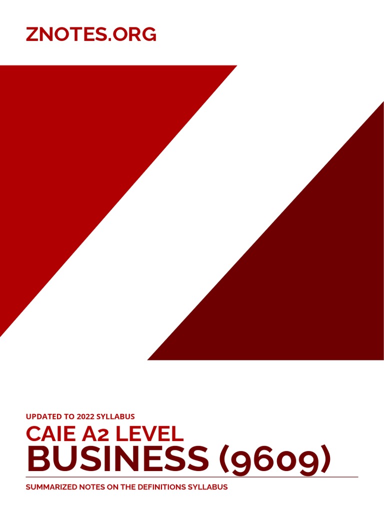 Caie A2 Level Business 9609 Definitions v1 | PDF | Dividend | Net ...