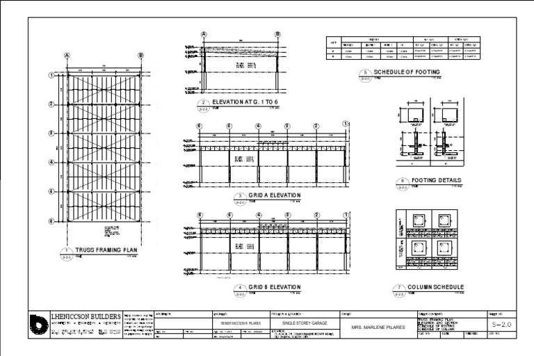 Schematic Drawings and Details for a Single Storey Garage including ...
