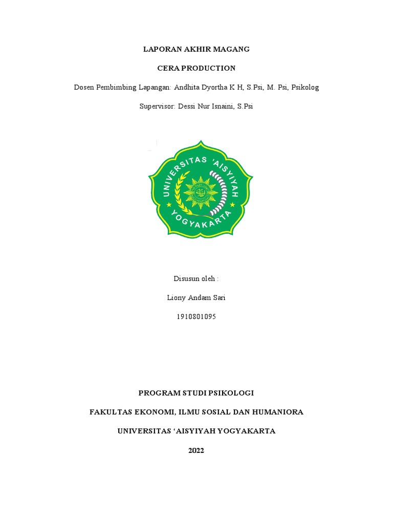 Laporan Magang Psikologi di Cera Production | PDF | Karier ...