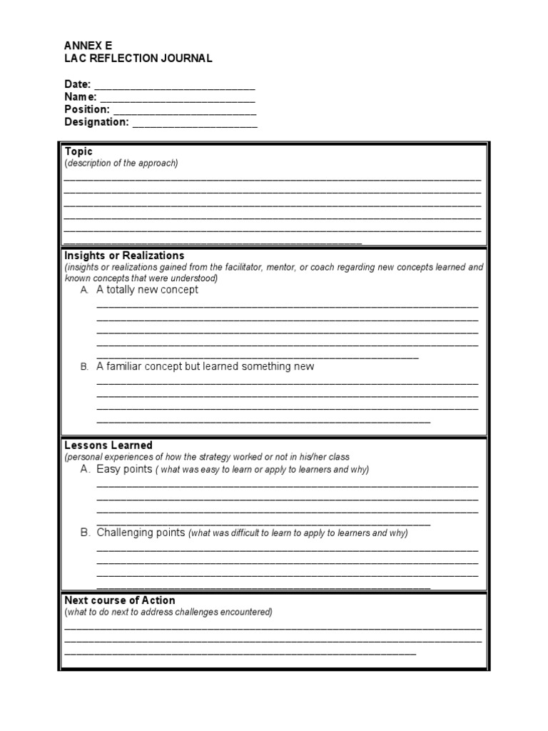 Lac Reflection Journal | PDF | Mentorship | Change