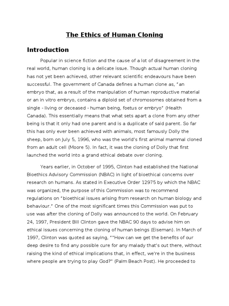 Social Issue Report On The Ethics of Human Cloning | PDF | Embryonic ...