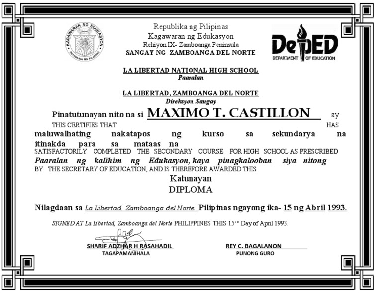 Certificate Of Junior High Pdf