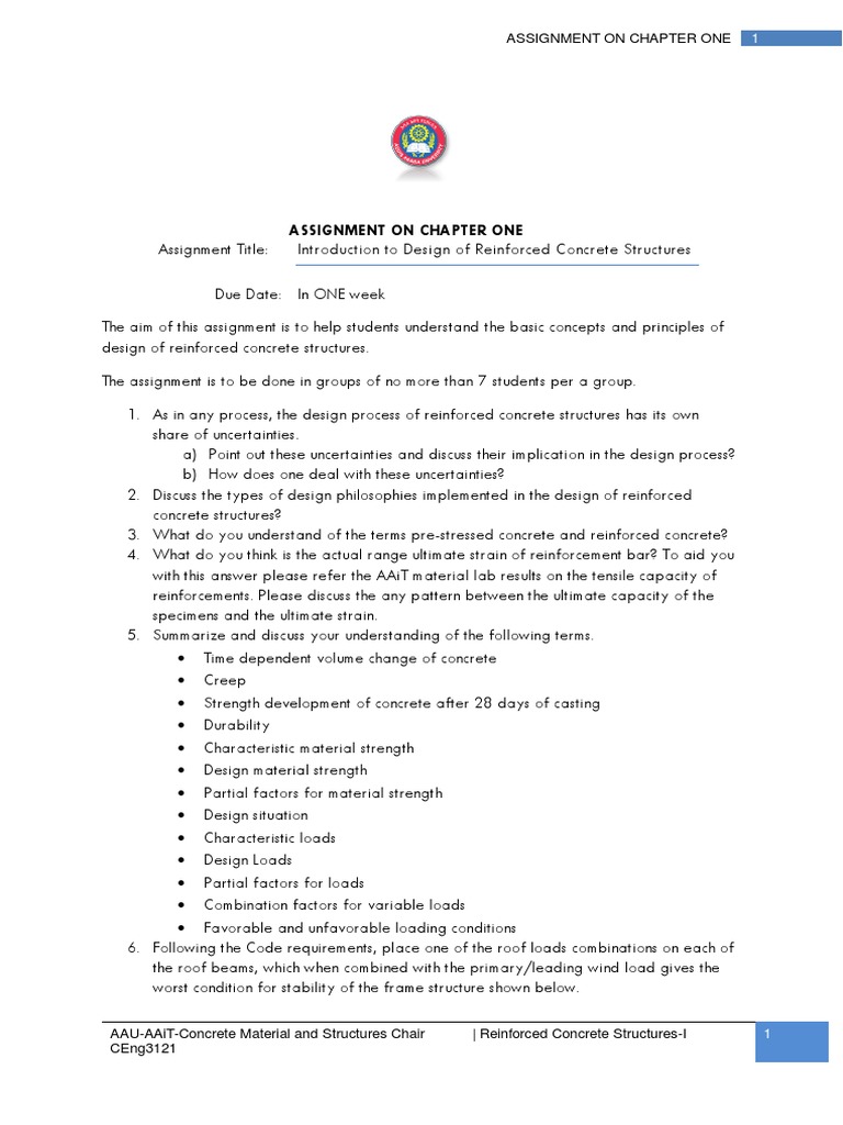Reinforced Concrete Structures I 2016 Assignment 1 2 Pdf Reinforced