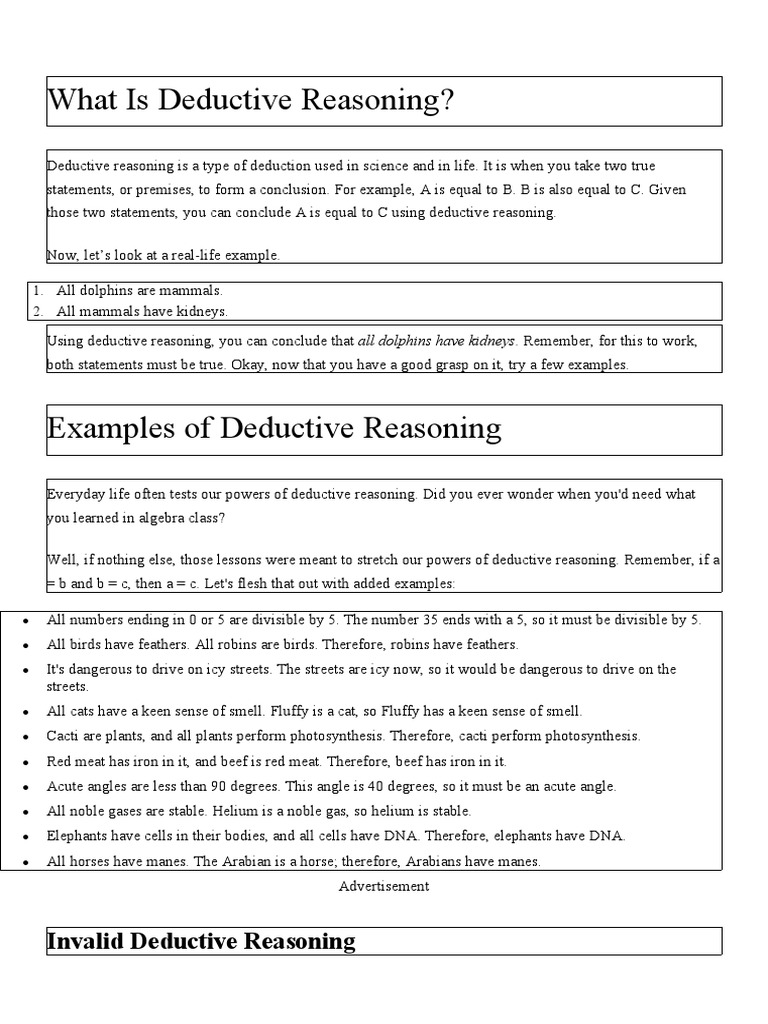 What Is Deductive Reasoning | PDF | Inductive Reasoning | Deductive ...