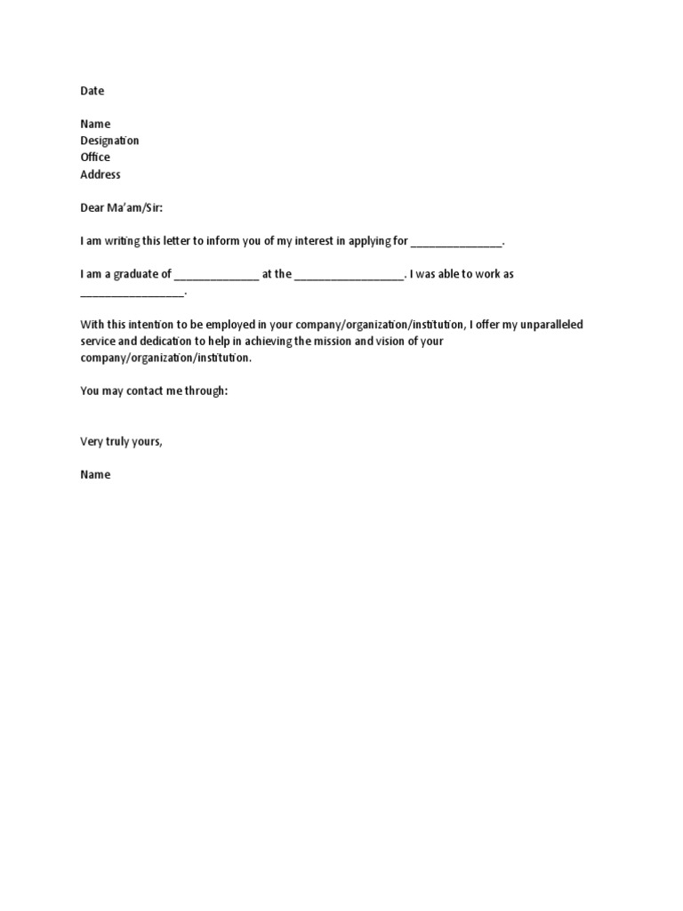 Application Letter Template Sample | PDF