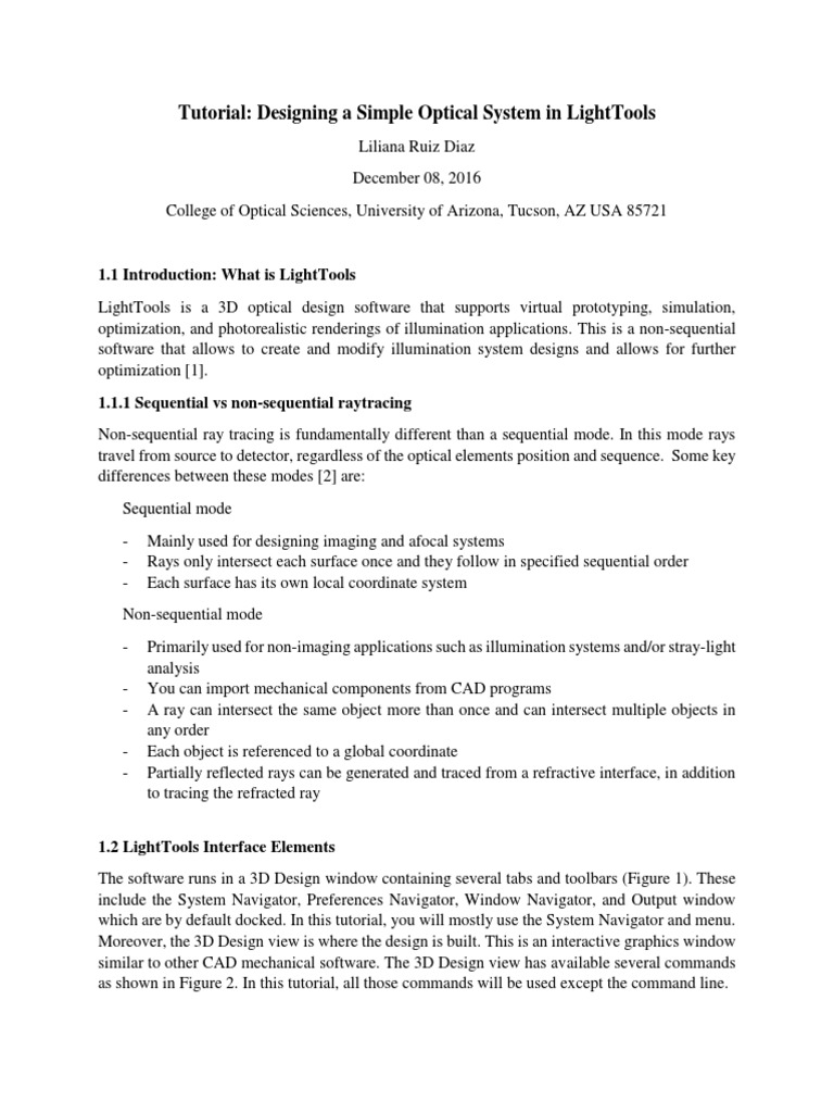Tutorial - Ruiz - Liliana - Designing A Simple Optical System in LightTools | PDF | Optics | 3 D ...
