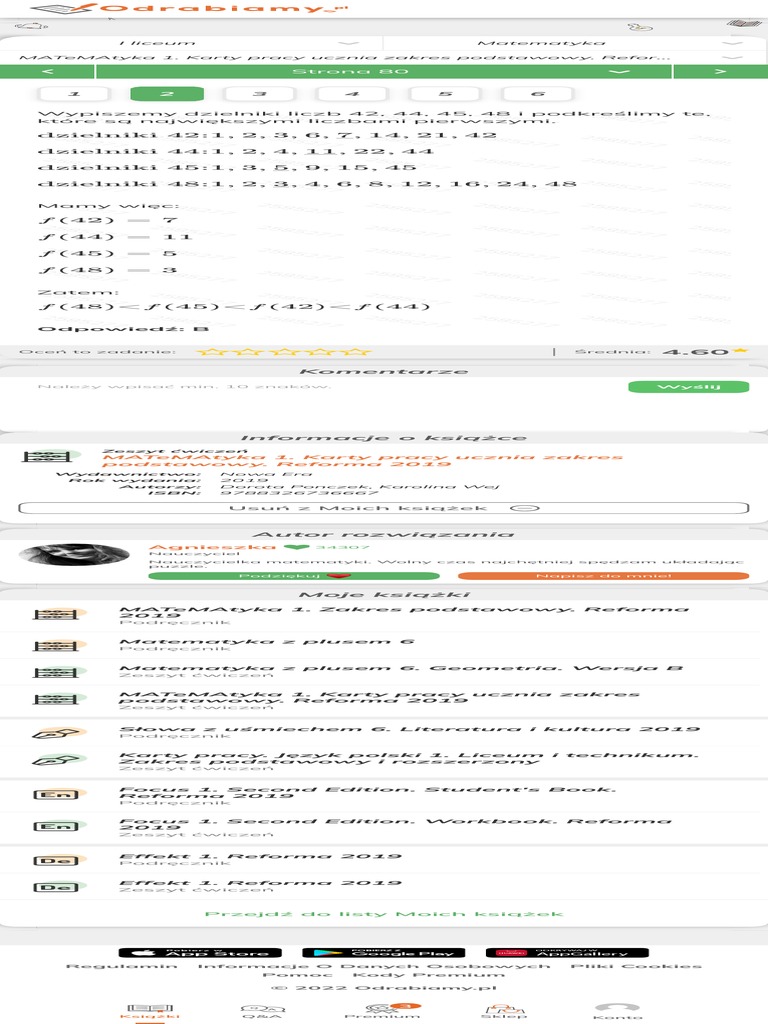 ? Funkcja F Przyporządkowuje Każdej ... - Zadanie 2 MATeMAtyka 1. Karty Pracy Ucznia Zakres ...