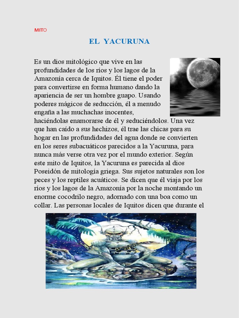 El Yacuruna: Mito Amazónico | PDF | Libros para adolescentes