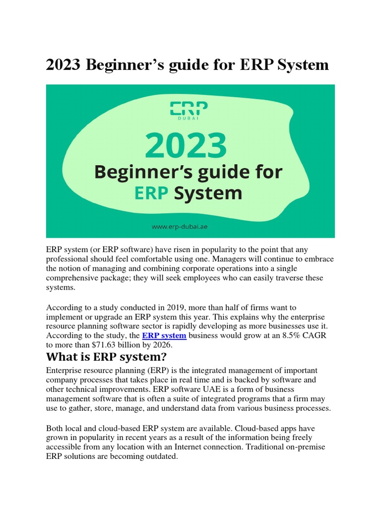2023 Beginner's Guide For ERP System | PDF | Enterprise Resource ...