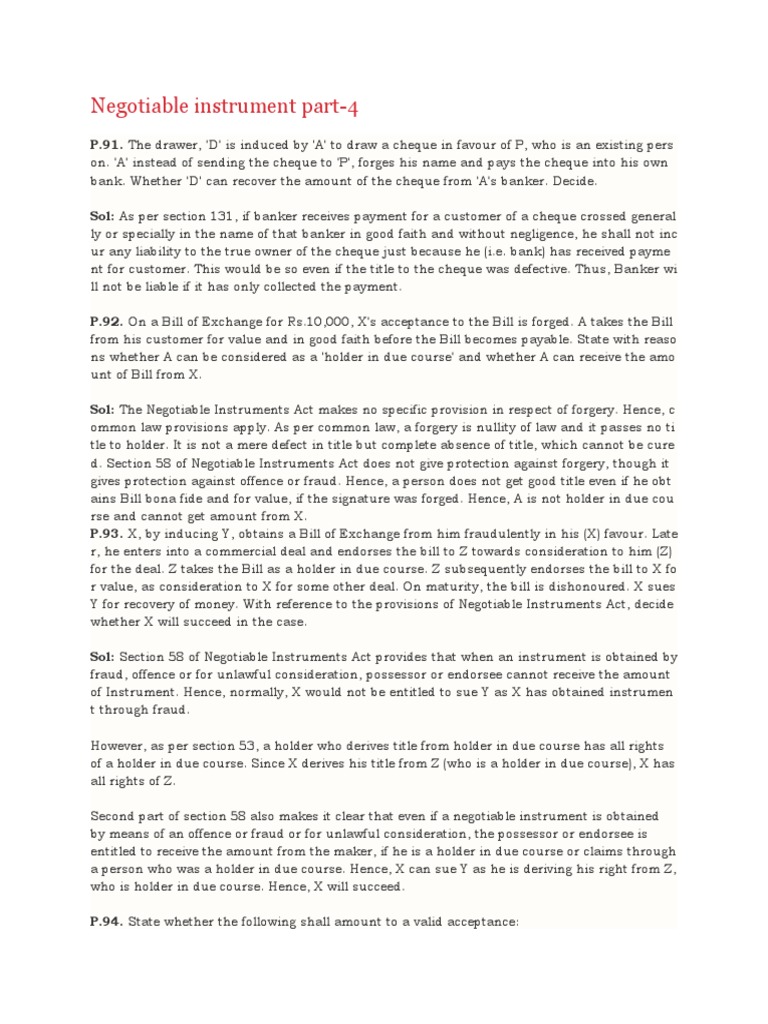 Understanding Forgery in Negotiable Instruments | PDF | Cheque | Negotiable Instrument