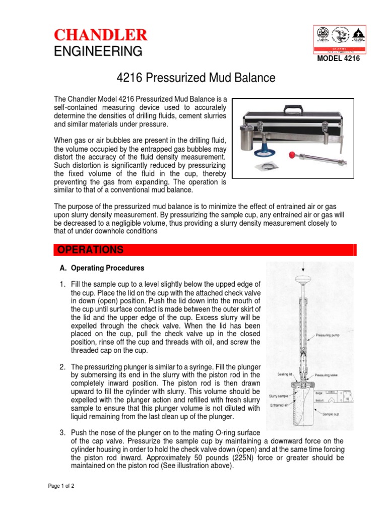 4216 Mud Balance Manual | Download Free PDF | Valve | Piston