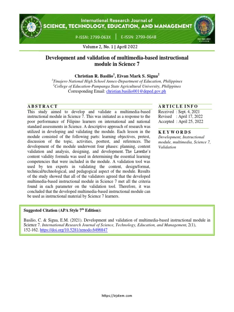 Multimedia Instructional Module for Science 7 | PDF | Educational ...
