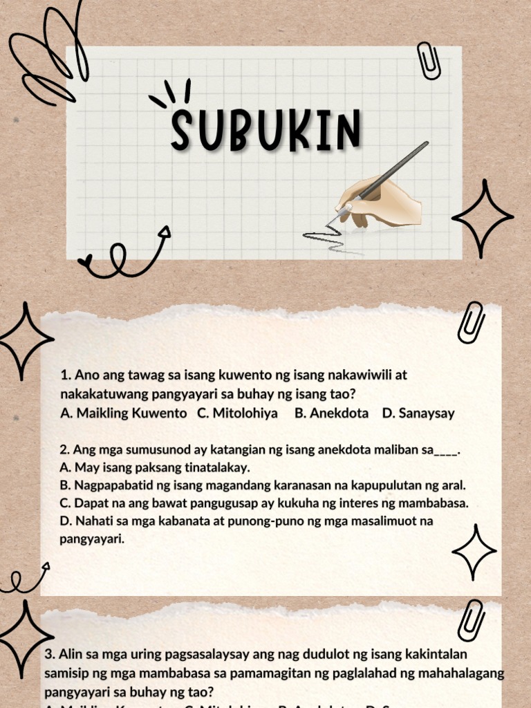 Filipino 10 Subukin | PDF