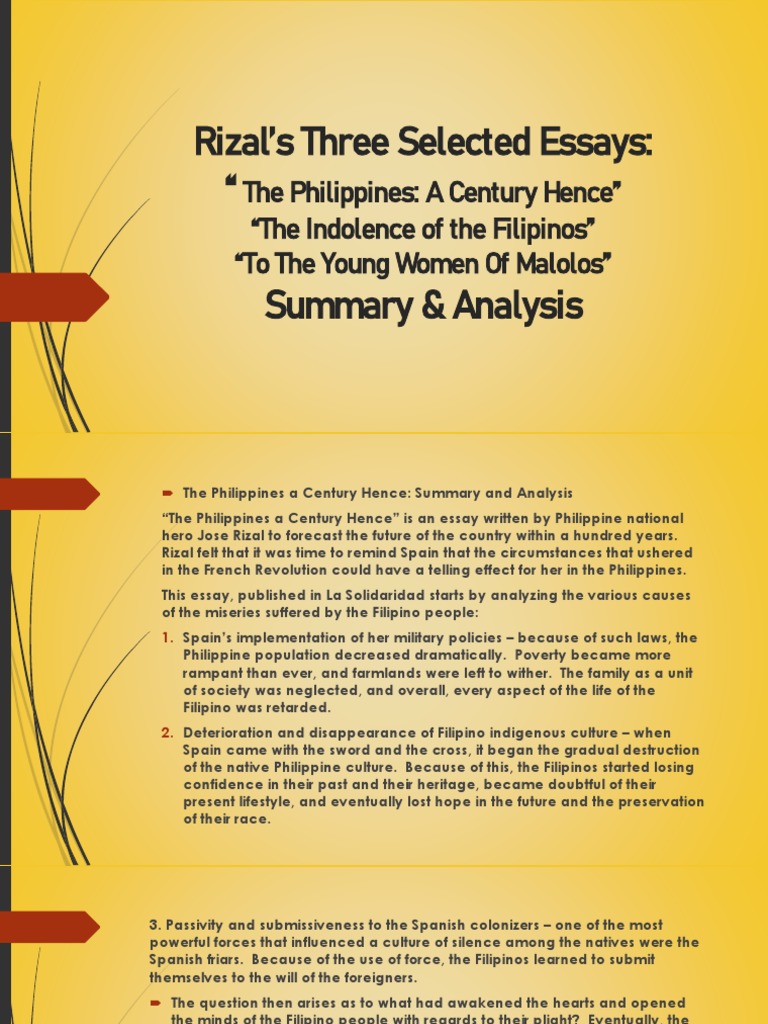 Rizal's Essays on Filipino Identity | PDF | Philippines