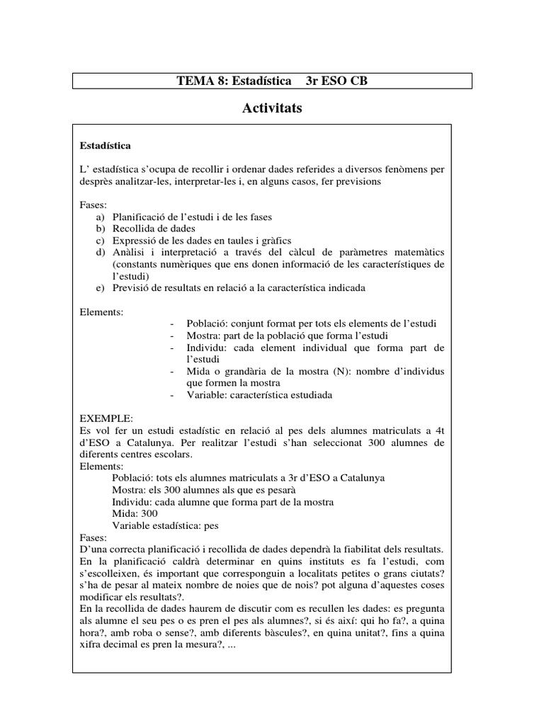 Tema 8 Estadistica 3r CB PDF | PDF