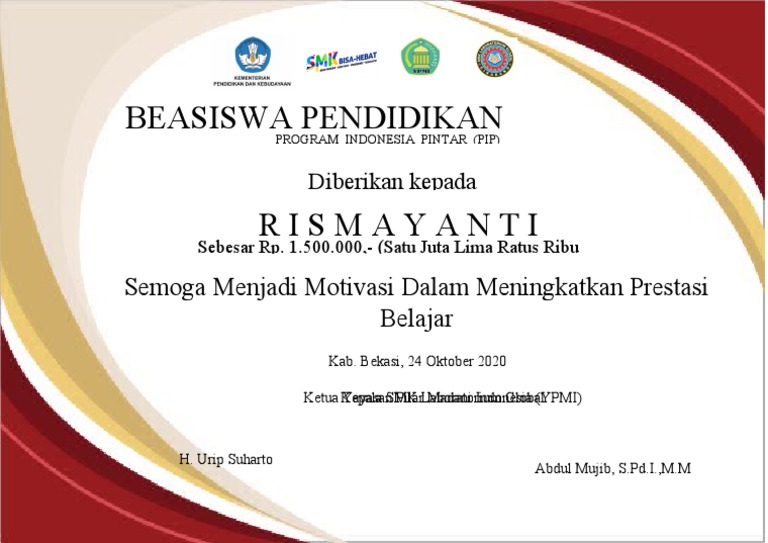 Sertifikat Piagam Format Word Siap Edit Kanalmu 10 | PDF