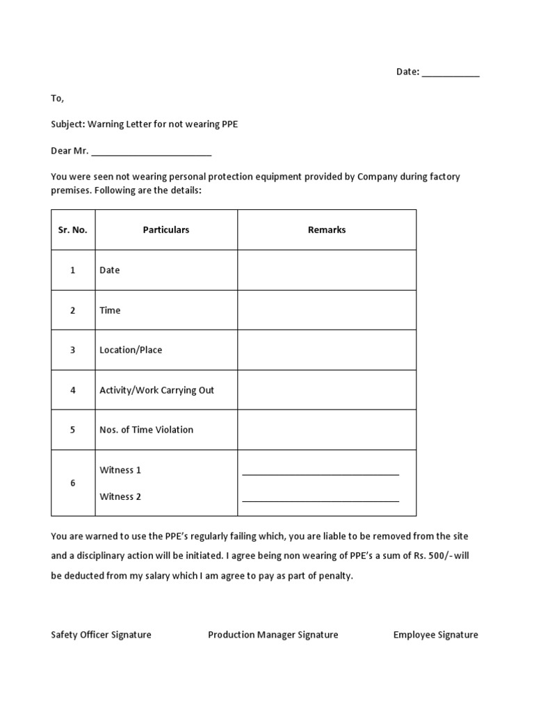 PPE Warning Letter | PDF