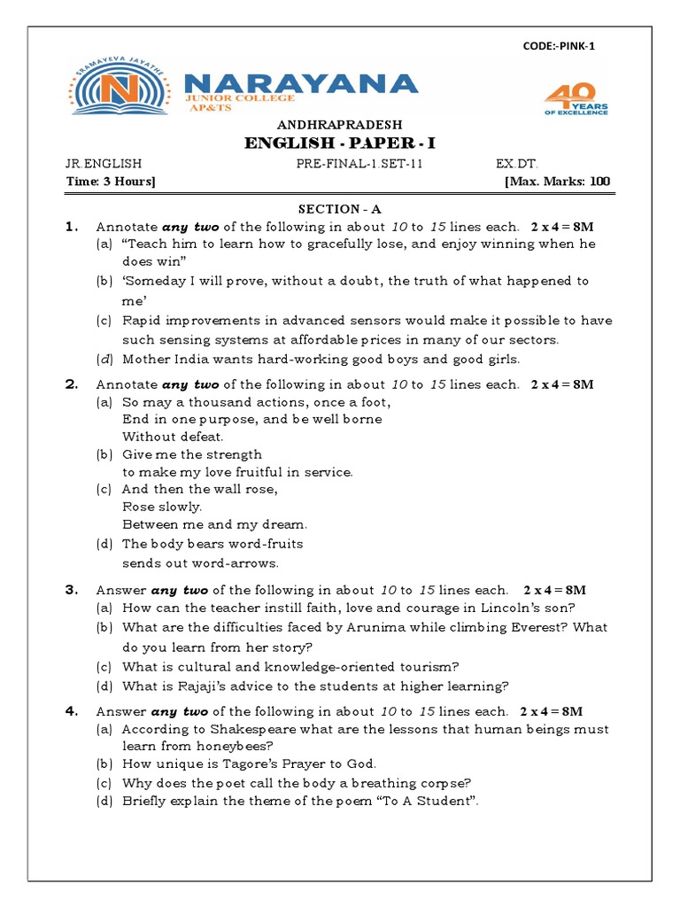 JR - English AP - Pre 1 Set II | PDF | Literacy | Integrity