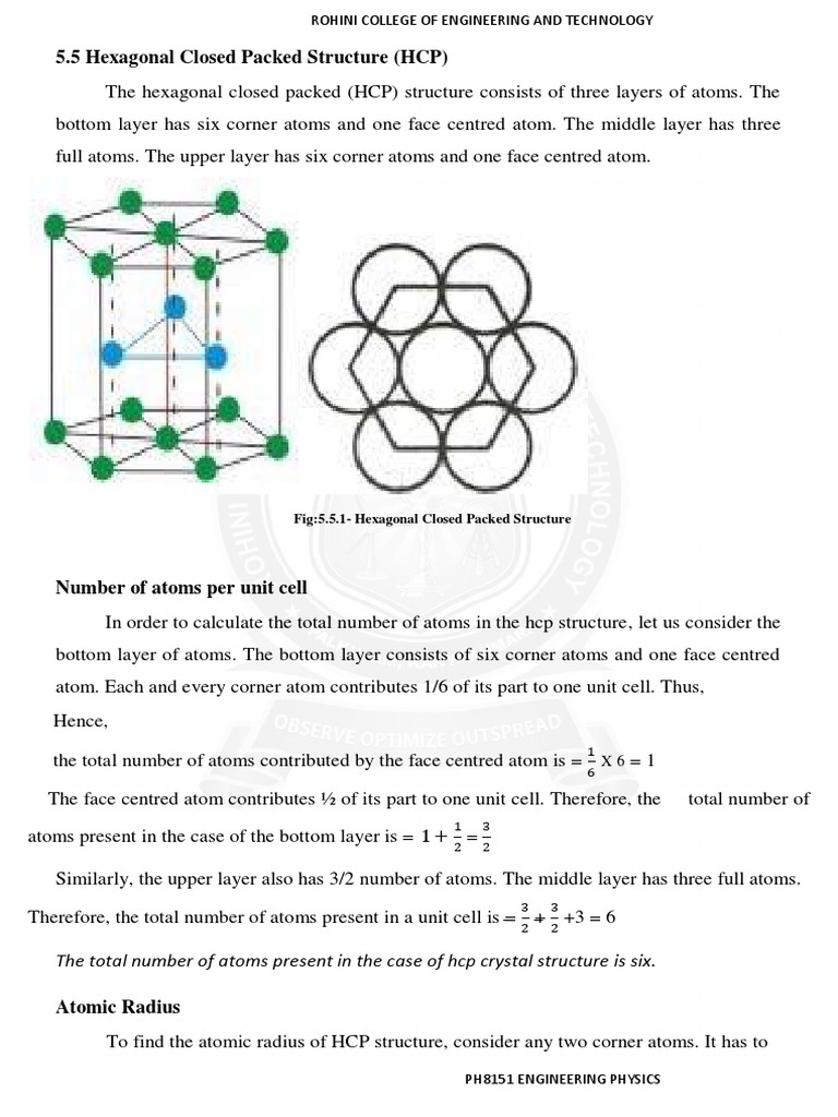Hcp Structure Pdf Crystal Structure Area