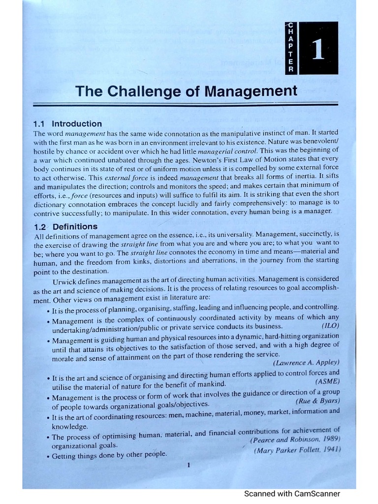 The Challenge of Management | PDF