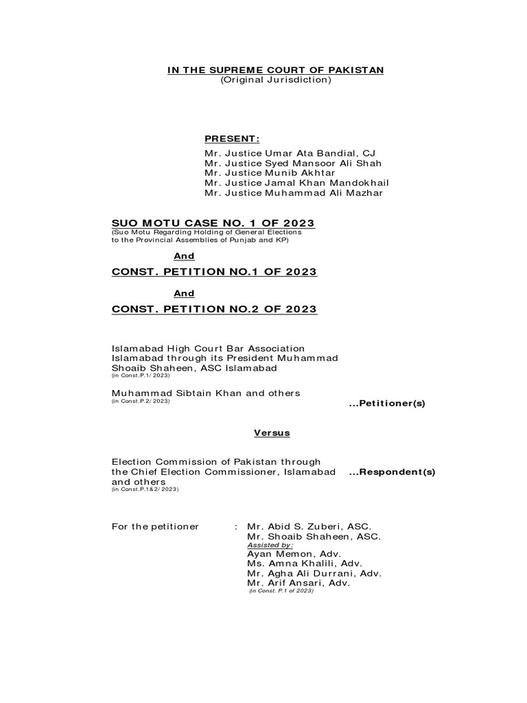 Supreme Court Ruling on Punjab Elections | PDF | Parliament Of Pakistan ...