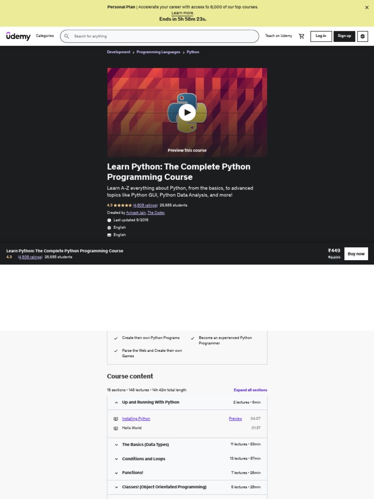 Learn Python UDEMY | Download Free PDF | Computer Programming | Python (Programming Language)