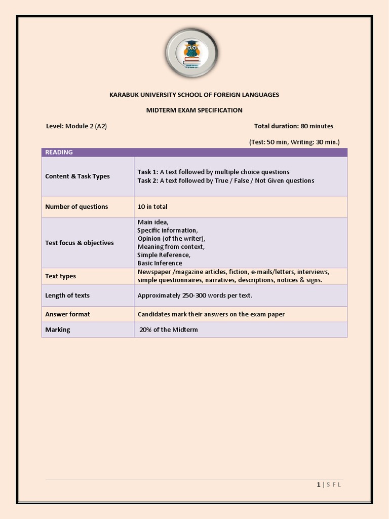 Level 2 Midterm Specs 2022-2023 | PDF | Multiple Choice | Vocabulary