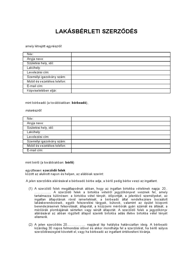 Alberleti Szerzodes Minta 2021 Szerkesztheto Fekete 1 | PDF