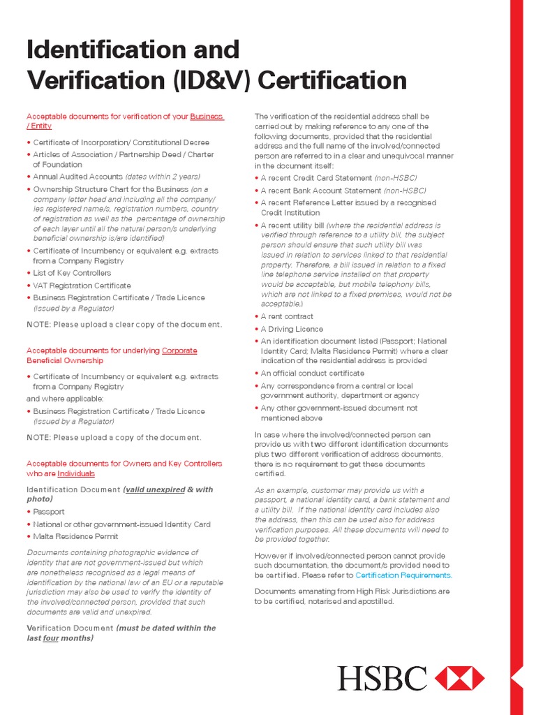 Identification Verification Idv Certification | PDF | Identity Document ...