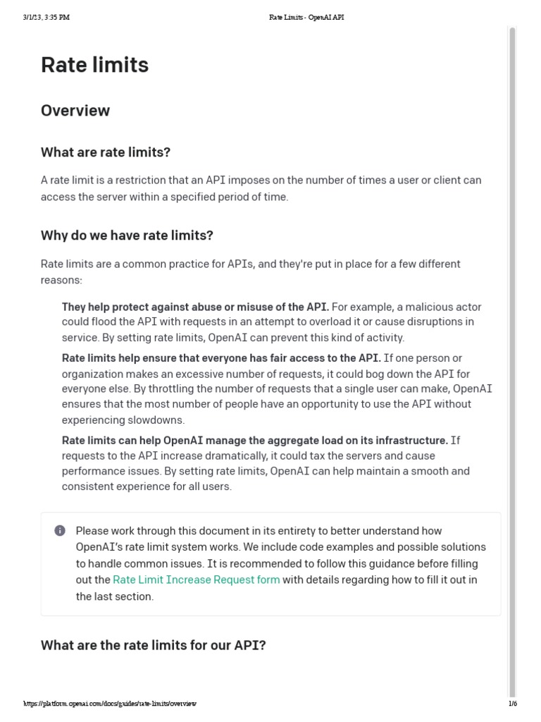 Rate Limits Openai Api 1 Pdf Data Information Technology