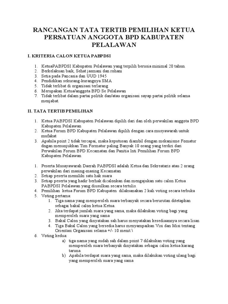 Tata Tertib Pemilihan Ketua | PDF Tata Tertib Pemilihan Ketua | PDF
