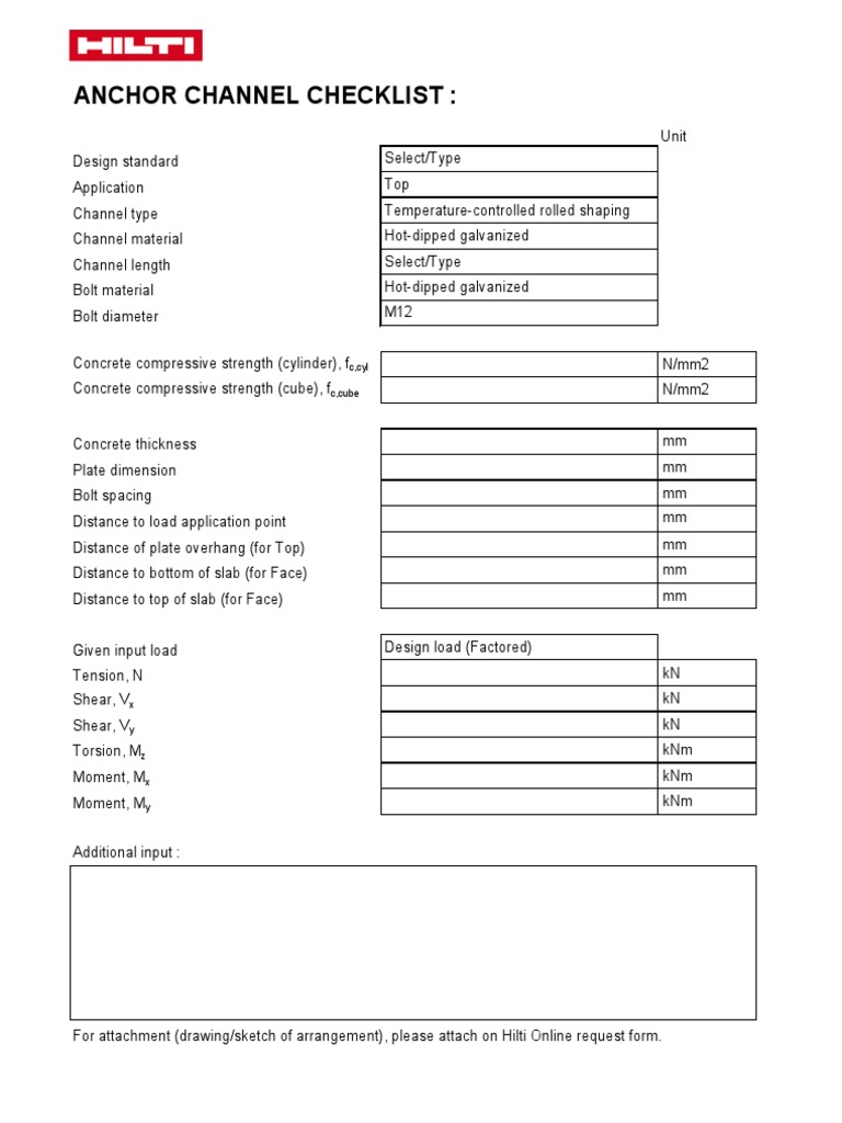 Anchor Channel Design Checklist | PDF | Physical Sciences | Materials