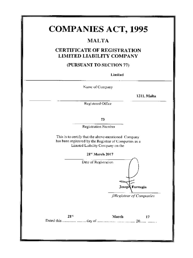 COI Malta Sample 1542857385 | PDF