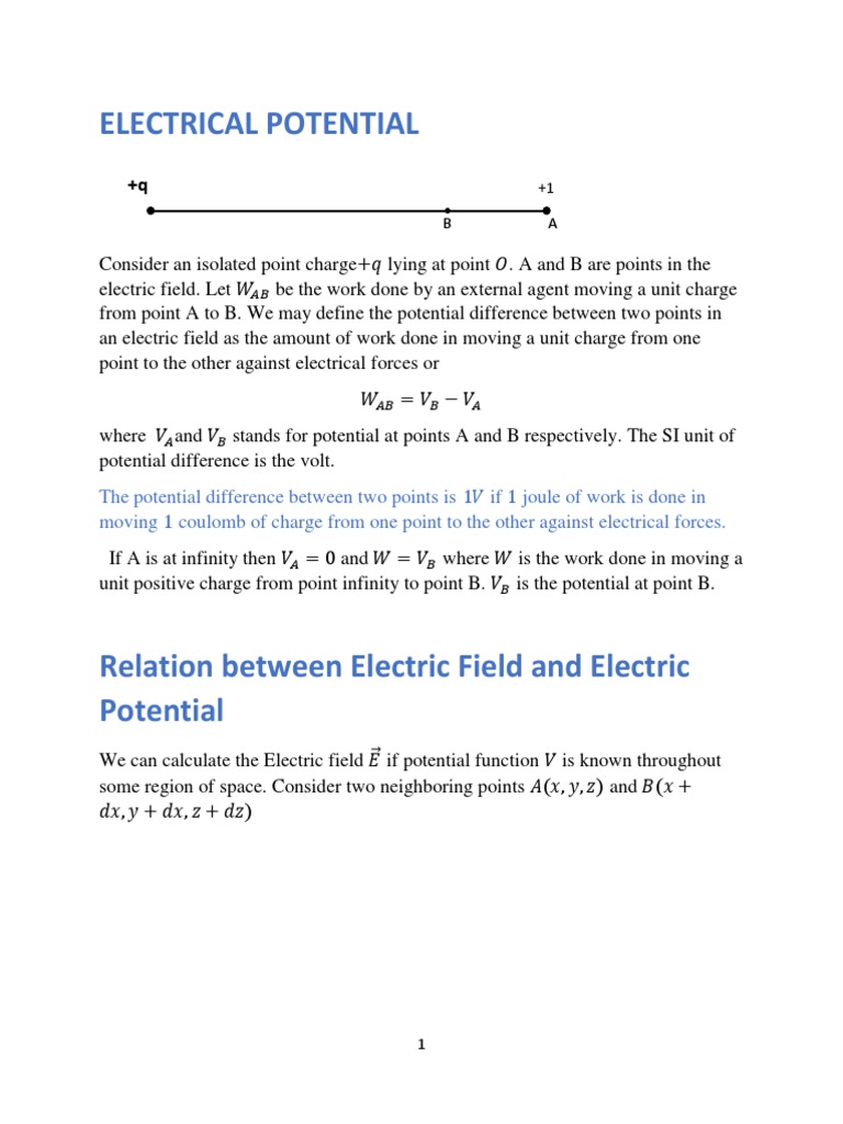 Electric Potential, Poisson and Lapalace Equations | PDF | Electric ...