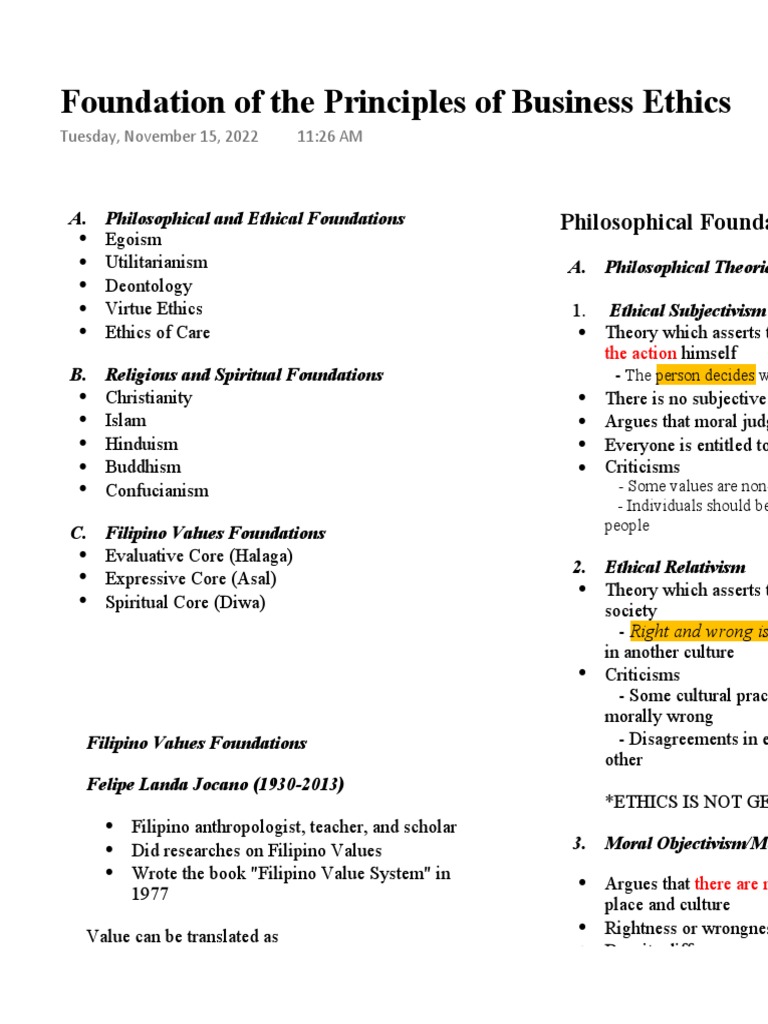 Foundation of The Principles of Business Ethics | PDF | Morality ...