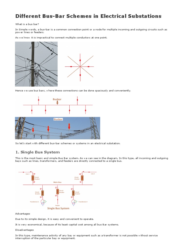 Different Bus-Bar Schemes in Electrical Substations | PDF | Electrical ...