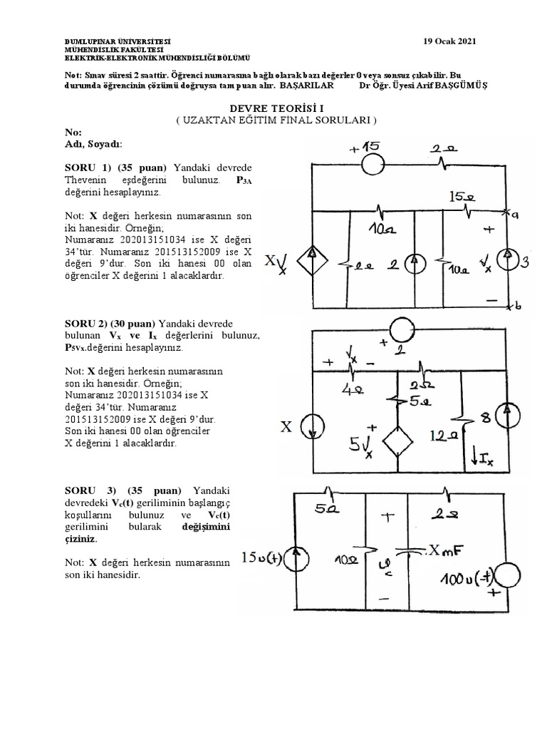 Devre Teorisi I Final | PDF