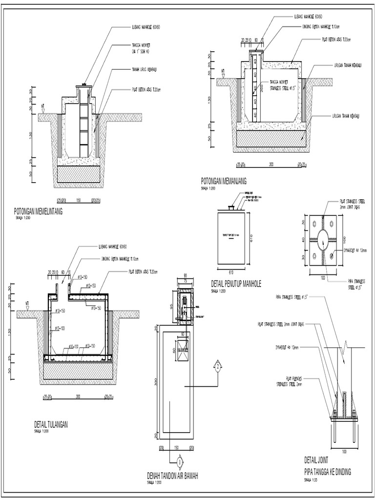 Potongan Memanjang: Manhole | PDF