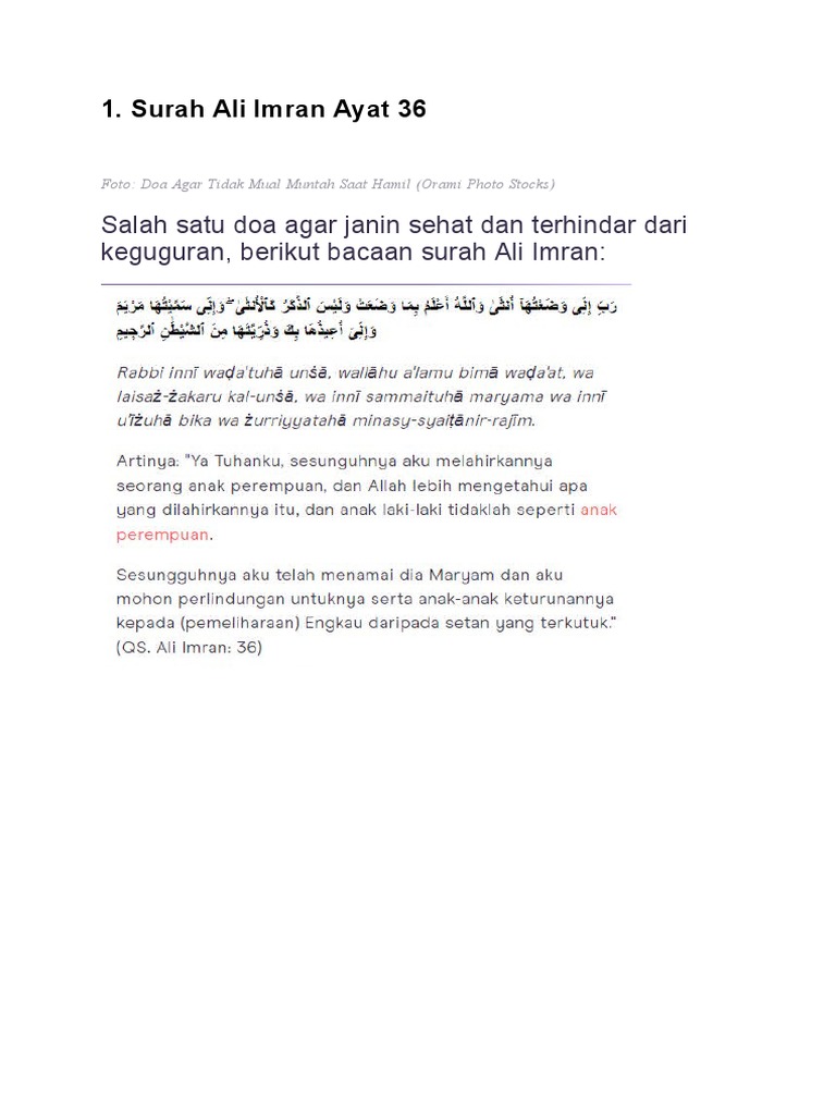 Salah Satu Doa Agar Janin Sehat Dan Terhindar Dari Keguguran, Berikut Bacaan Surah Ali Imran ...