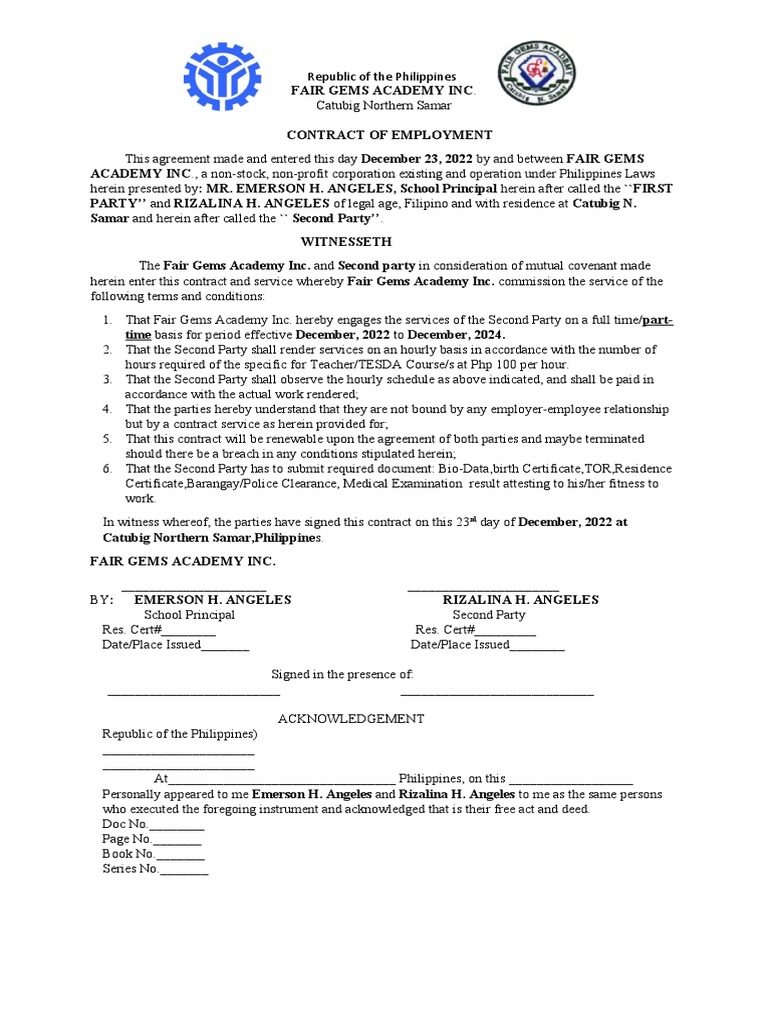 Contract of Employment | PDF | Business | Business Law