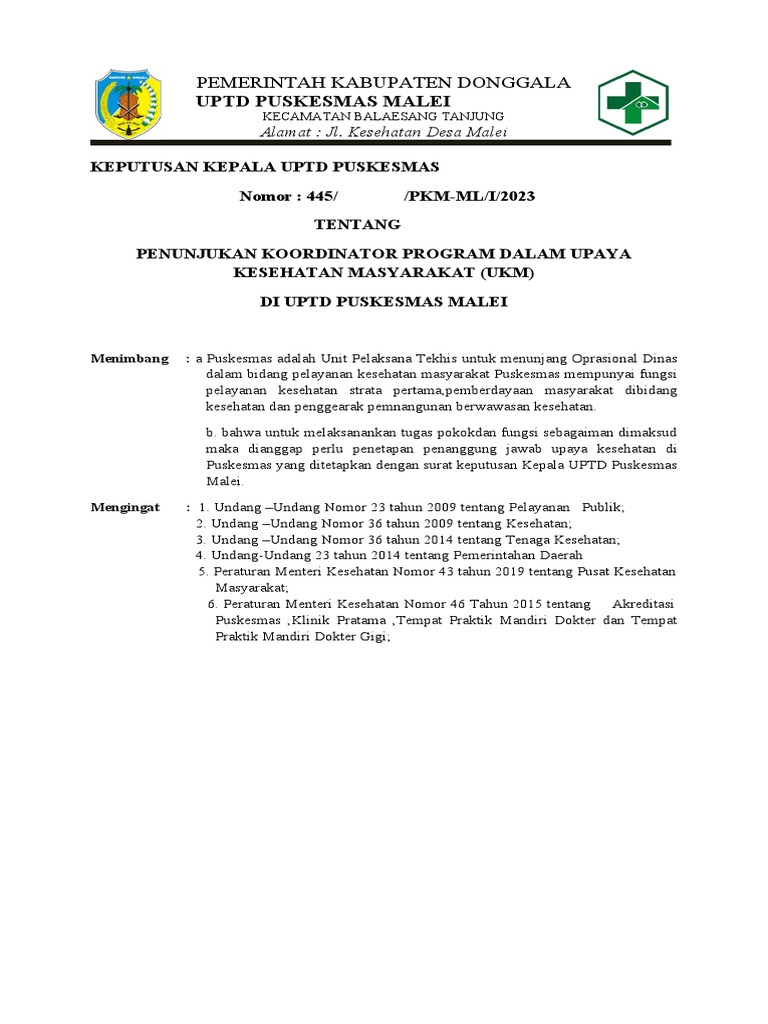 UKP Dengan UKM Pe SK Dengan Depe Uraian Tugas | PDF