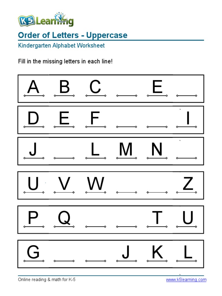 Kindergarten Alphabetical Order Worksheet | PDF