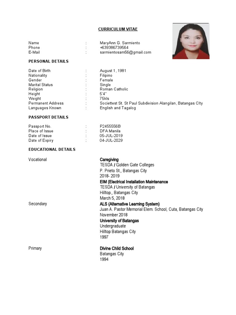 CV Format For MOHH | PDF | Health Care