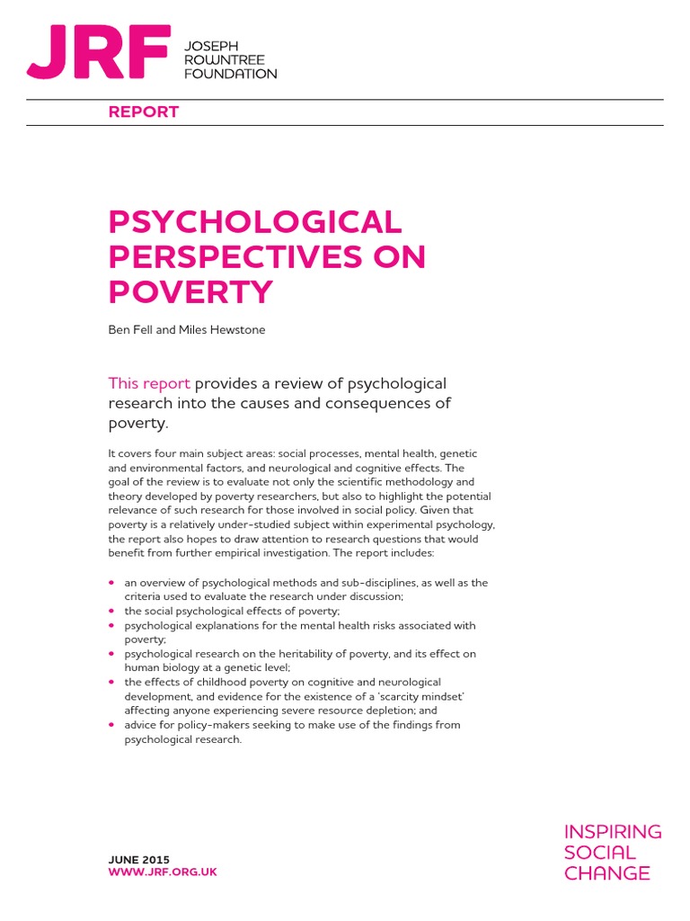 Psychological Perspectives Poverty Full - 0 | PDF | Stereotypes | Psychology